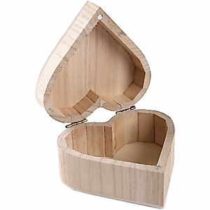 Bright Creations Set of 3 Unfinished Wood Jewelry Box for Painting, Wooden Heart Shaped Box Organizer with Magnetic Hinged Lid for DIY Projects, Gifts, Wood Crafts for Valentine’s Day