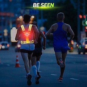 GREERRIDE Light Up Running Vest - Running Light Vest and Reflective Running Vest for Runners, Night Walking Running Reflective Gear for Men Women