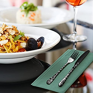 MOVNO 24-Piece Black Silverware Set, Food-Grade Stainless Steel Black Flatware Cutlery Set Service for 4, Durable Metal Tableware Utensils Set with Fork Spoon Knife, Mirror Polished