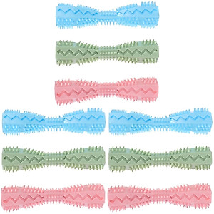 Mipcase 9 Pcs Pet Teething Stick Dog Toothbrush Stick Toy Dog Tooth Brush Chew Toys for Puppies Dog Teething Chew Dogs Teething Toys Teething Toys for Puppies Dental Stick TPR Massage