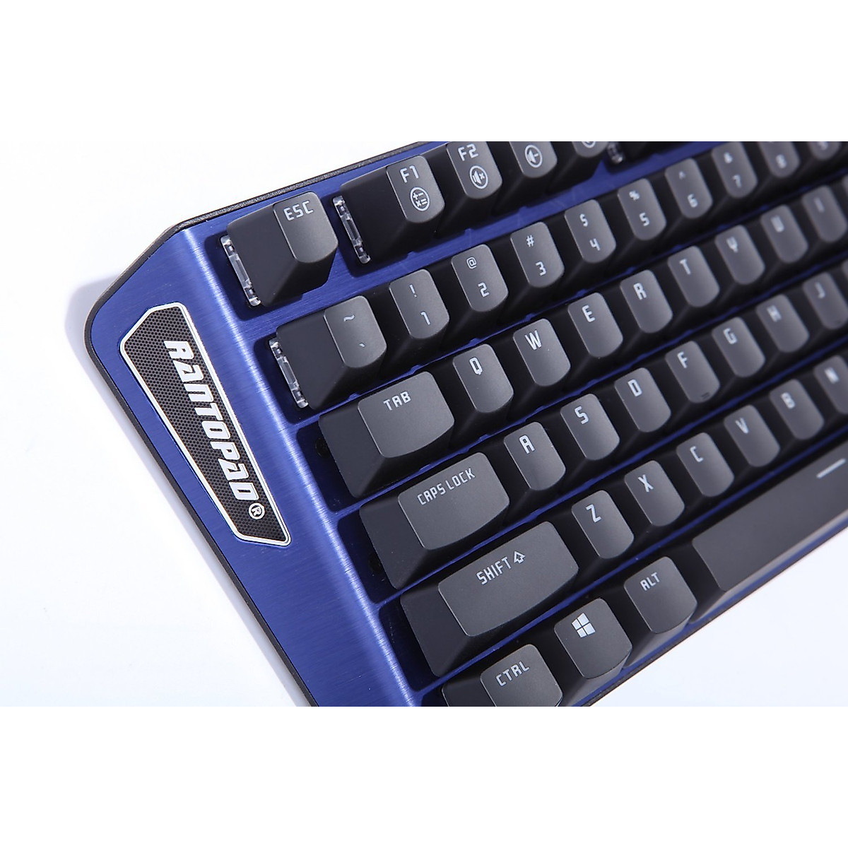 Rantopad MXX Mechanical Gaming Keyboard - 87 Keys,White Backlit, Red Switches, Blue Aluminum Cover, N-Key Rollover