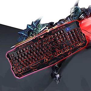FAIYIWO Excelvan M-200 3 Colors Backlight Wired Gaming Keyboard Fire Cracks FAIYIWO