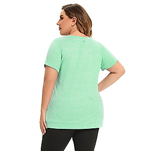 FOREYOND Women's Plus Size Workout Tops Workout Sport Tee Loose Fit Athletic Yoga Tops Running Short Sleeve Shirts
