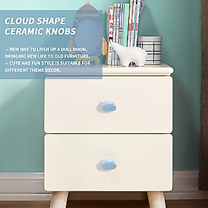 Bmgop 8PCS Ceramic Cabinet Knobs Cloud Shape Drawer Knobs Blue Nursery Dresser Knobs, Cute Drawer Handle Pulls for Closet Cupboard Wardrobe