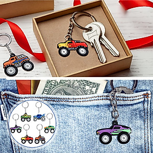 Kenning 24 Pieces Mini Truck Keychain Key Ring Decoration Silicone Truck Party Favors Keychain Truck Birthday Party Supplies for Kids(Truck)