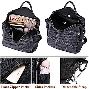 BONVEN Small Backpack for Women,Fashion Backpack Purse Faux Leather Shoulder Back Pack Bag Black