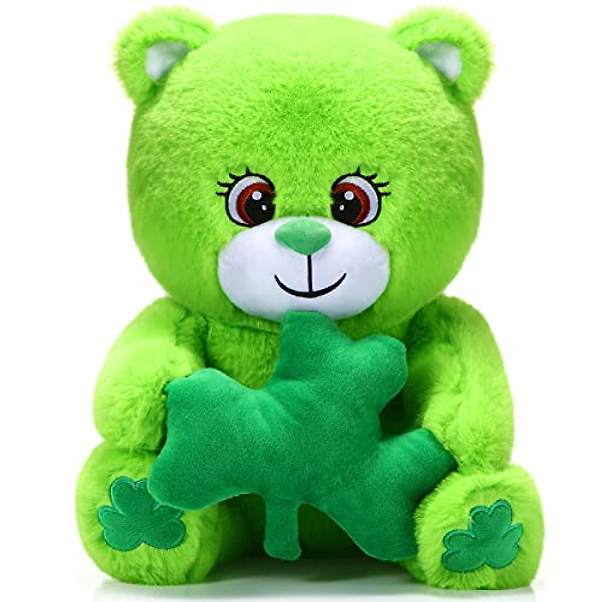 Kasyat St. Patrick's Day Bear Stuffed Animal with Shamrock 12 Inch Plush Bear Cute Stuffed Bear Plushie Shamrock Lover Birthday St. Patrick's Day Party Favor Gifts