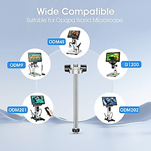10 Inch Digital Microscope Stand OBR01, Universal Adjustable Base Stand Holder Desktop Support Bracket for Max 1.38" Diameter, Opqpq Aluminum Alloy Microscope Magnifier Loupe Bracket