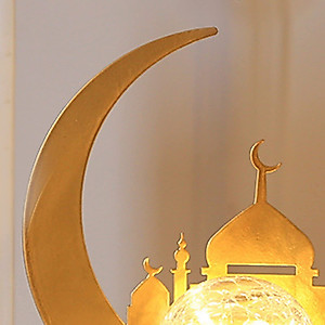 UPQRSG LED Desk Decorative Light, Magical Moon Night Light, Desktop Night Lamp, Moon Styling Iron Art Hollowed Out Supplies, Cordless Lamp for Home Bedroom Wedding PartyPalace