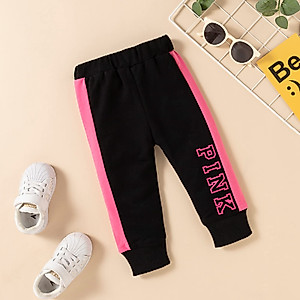 U·nikaka Toddler Girl Clothes Sweatshirt Outfits Sweatsuit Winter Fall Sweatpants Pant Clothing Set Black 18-24 Months