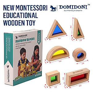 DomiDoni Wood Building Blocks Set - Montessori Toys Wooden Stacking Blocks for Toddlers Baby Boys and Girls - Preschool Shape Sorting and Stacking Wooden Toys Gifts for Kids