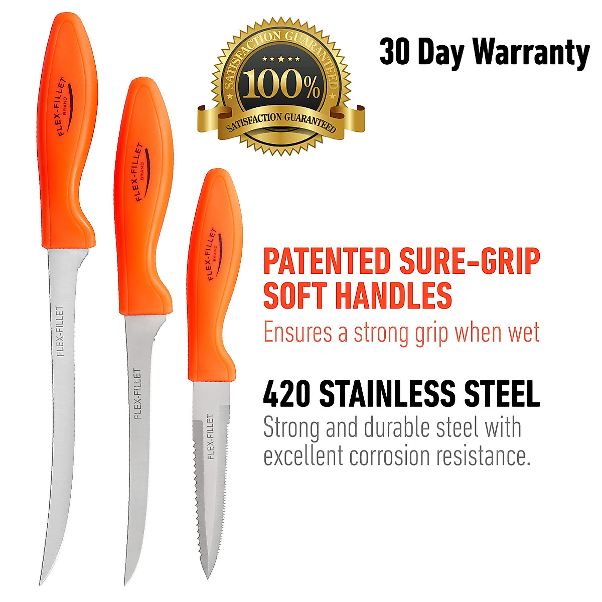 Flex Fillet Fishing Cutlery Set with Sharpening Steel, Cutting Board and Durable Leymar Handles, 5-peice