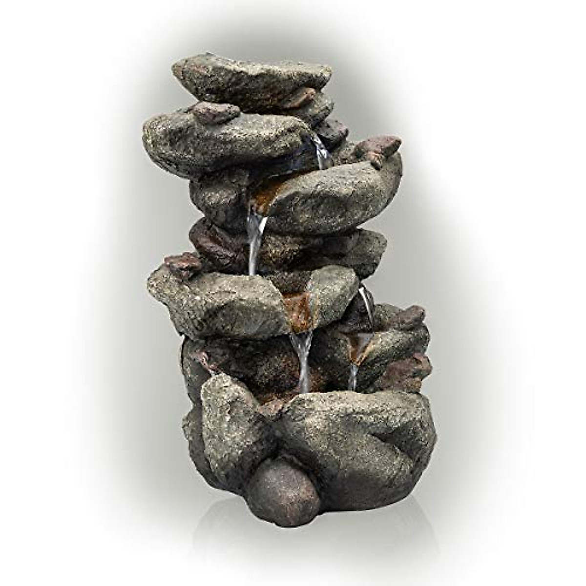 Alpine Corporation TZL154 Alpine Fountain with LED Light Rainforest Rock Frountain, 9" L x 8" W x 14" H, Mixed Colors