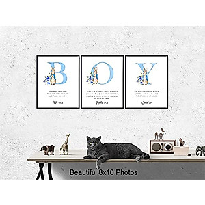 Religious Christian Baby Boy Room Decor - Baby Boy Nursery Decor - Boys Wall Art - Scripture Wall Art - Bible Verses Wall Decor - Baby Shower Gifts - Toddler Boys Bedroom - Blue Peter Rabbit Decor