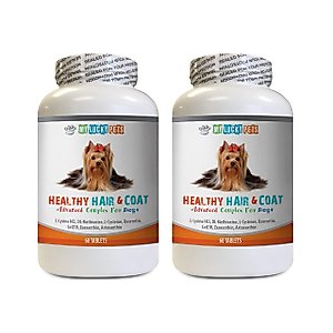 MY LUCKY PETS LLC Dog Itch Dry Skin - Dog Healthy Hair and Coat - Shinny Coat - Skin Health - Immune Support - Nail Health - Vitamin d for Dogs - 120 Treats (2 Bottles)