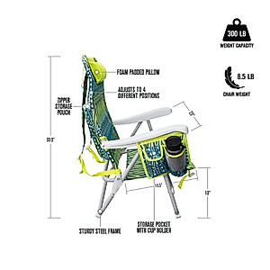 Hurley Standard Backpack Beach Outdoor Chair, One Size, Lime