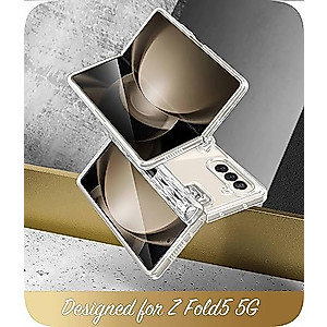 i-Blason for Samsung Galaxy Z Fold 5 Case with Pen Holder, Clear Full-Body Protective Z Fold 5 Case with Built-in Screen Protector & Hinge Protection (Clear)