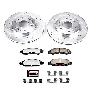 Power Stop K2069-36 Front Truck & Tow Drilled and Slotted Rotors and Z36 Carbon-Fiber Ceramic Brake Pads Brake Kit For Cadillac Escalade Chevy Silverado 1500 Tahoe GMC Sierra 1500 Yukon