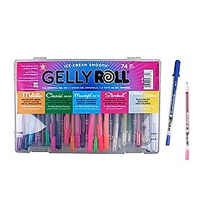 SAKURA Gelly Roll Gel Pens - Ink Pen for Journaling, Art, or Drawing - Assorted Point Sizes with Pen Storage Case - Assorted Colored Ink - 74 Pack