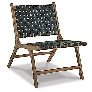 Signature Design by Ashley Fayme Mid-Century Modern Leather Accent Chair, Light Brown & Black