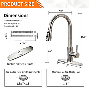 Brushed Nickel Kitchen Faucets with Pull Down Sprayer Kitchen Sink Faucet with Pull Out Sprayer Single Hole Deck Mount Single Handle Stainless Steel Grifos De Cocina 866068SN