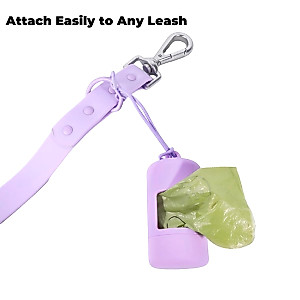 QMEAKMONY Dog Poop Bag Holder for Leashs Compact and Lightweight Dog Poop Bag Dispenser Dog Waste Bag Holder Easy Replacement and Cleaning with 1 Dispenser and 15 Bags (Purple)