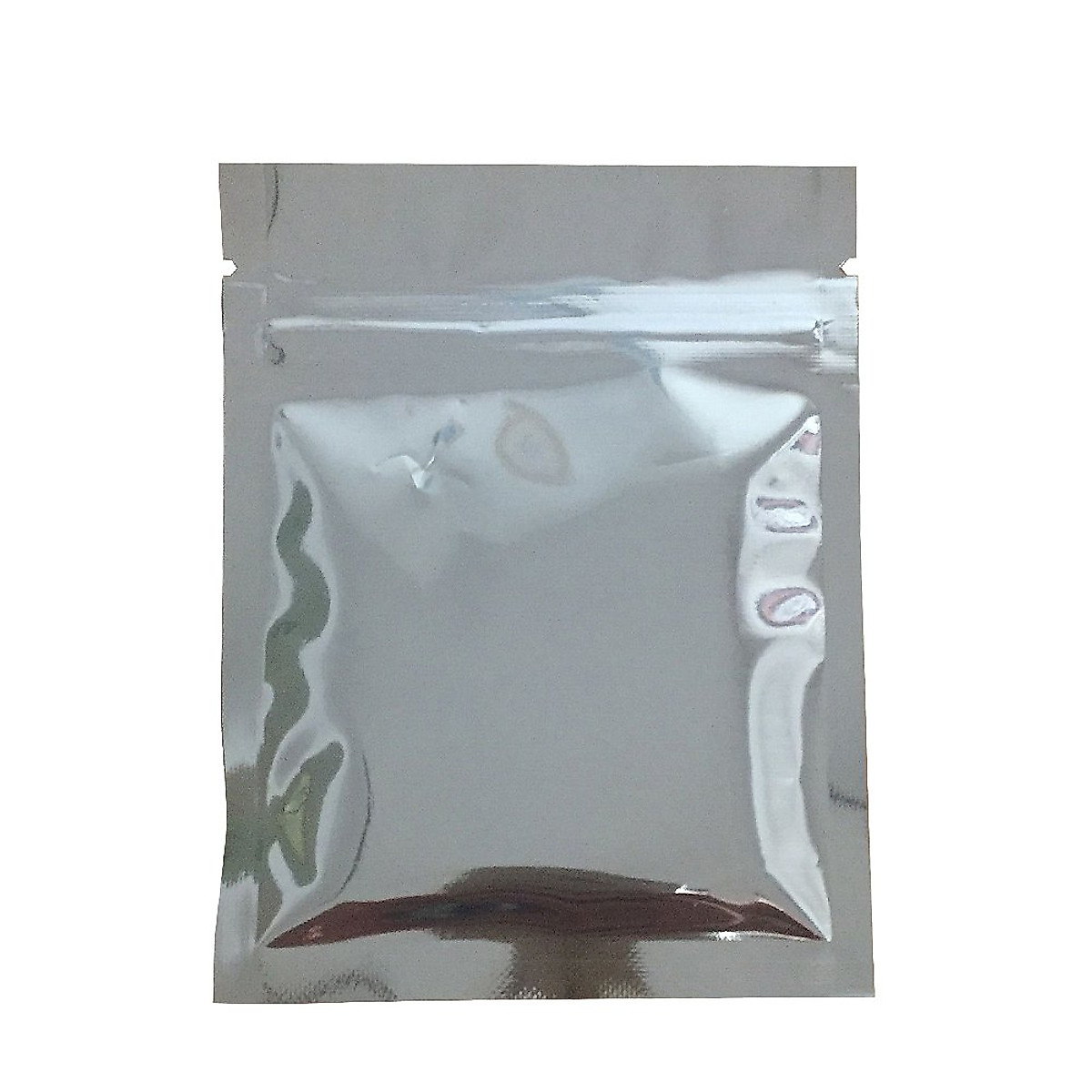 QQ Studio 100 PCS Smooth Silver Dual-Sided Foil Resealable Top Pouches Exterior Size 7.5x10cm (3x4)