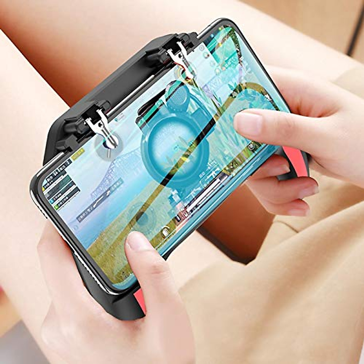 Shanrya Perfect Cooling Effect Cooling Fans with Holder, Mobile Phone Gamepad, Dual Cooling Fans, Comfortable Touch Playing Games for Smartphone(2500mah)