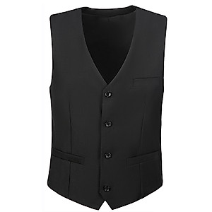 Mens 3 Piece Suit Set,Slim Fit Suits for Men,Solid Jacket,Vest,Pants Tuxedo Black M