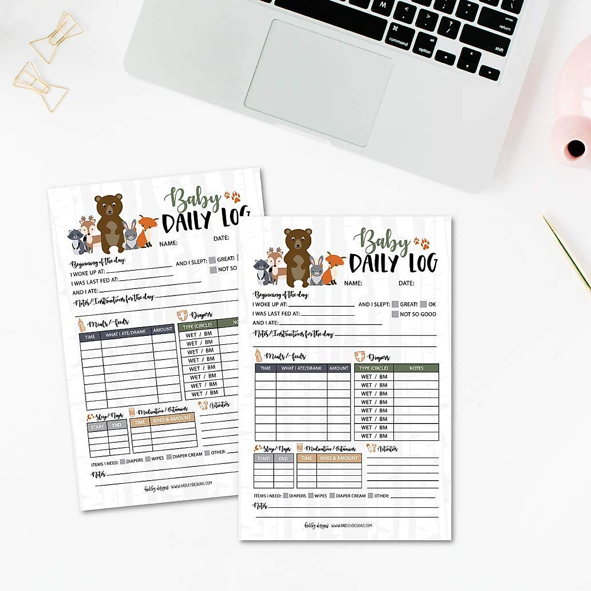 Nanny Newborn Baby or Toddler Log Tracker Journal Book, Daily Schedule Feeding Food Sleep Naps Activity Diaper Change Monitor Notes, Essential Supplies for Daycare, Babysitter, Caregiver, 50 Sheet Pad