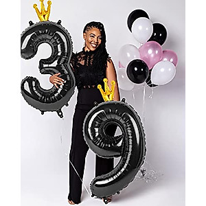 Black Number 30 Balloon 40 inch, 30 Number Balloon, 30th Black Birthday Decorations, 30 Year Old Girl Boy Party Suppliers