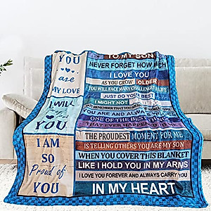 Son Gifts from Mom - Son Gifts Blanket 50" X 60" - Birthday Gifts for Son - to My Son Blanket from Mom - Son Graduation Gifts Ultra-Soft Warm Flannel Throw Blanket for Bed Sofa