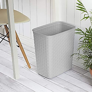 Sterilite 5.8 Gallon Weave Waste Basket Wastebasket, Medium, Cement