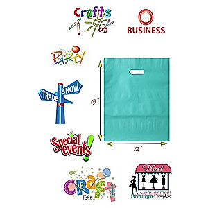 100pcs 12x15 2.5mil Extra Durable Merchandise bags Pick ur Color Die Cut Handle-Frosted finish-Anti-Stretch. For Retail, Party, Handouts and more by Best Choice (Aqua Blue)