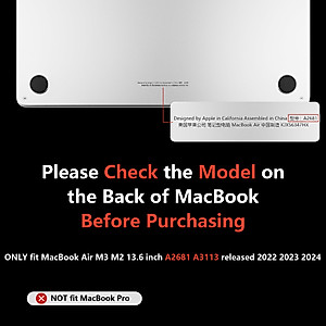 MEEgoodo Case for M3 MacBook Air 13.6 inch CaseCase 2024 2022,Fit Model A3113 A2681 with M3 M2 Chip, Laptop Hard Shell Cases with Keyboard Cover & Camera Cover for MacBook Air M2, Matte Airy Blue