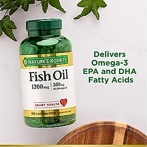 Nature’s Bounty Fish Oil 1200 mg, Twin Pack, Supports Heart Health With Omega 3 EPA & DHA, 360 Rapid Release Softgels