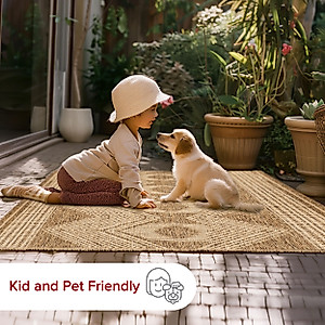 nuLOOM Ranya Tribal Indoor/Outdoor Area Rug, 4x5, Light Brown