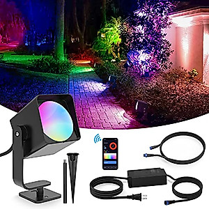 YARBO 12W Smart Low Voltage Landscape Lights(Base Kit)with 120W Transformer, APP Control Landscape Lighting,Color Changing RGBW Spot Lights Outdoor (ETL Listed), Work with Alexa (Required SML Gateway)