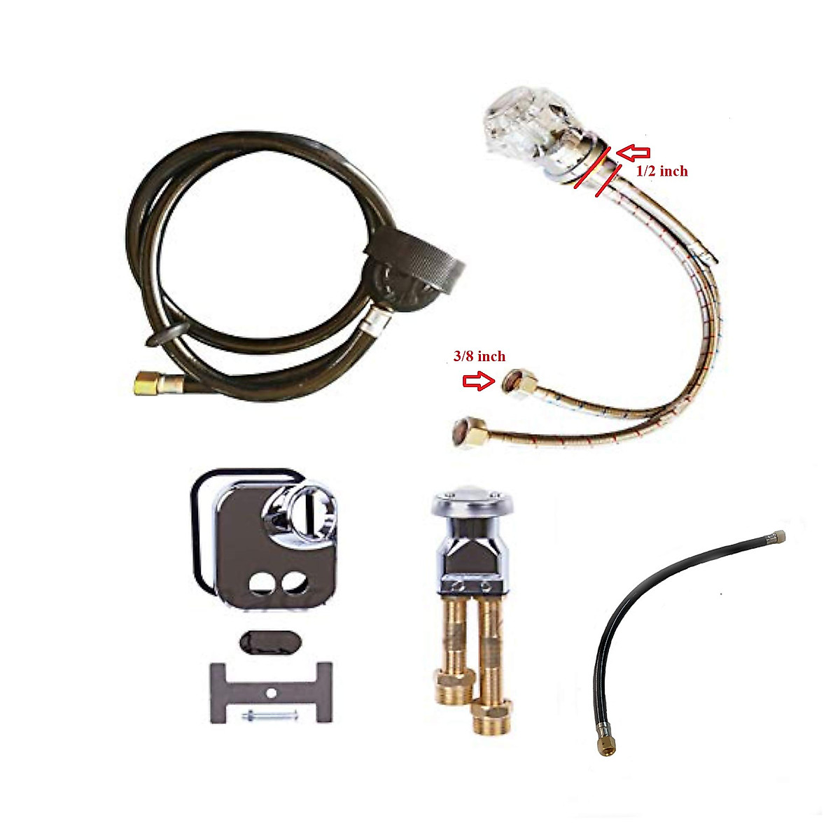 eMarkbeauty Shampoo Bowl Crystal Faucet, Spray Hose and Vacuum Breaker Kit for New or Replacement Repair Shampoo Bowl Parts and Fixtures TLC-1161-77SH