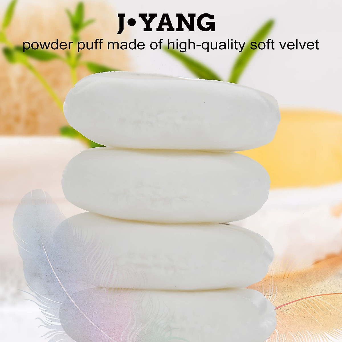 J·YANG Powder puff Soft Washable Large Round Velour Body Powder Puff,4PCS,SmallSiza,2.1Inch