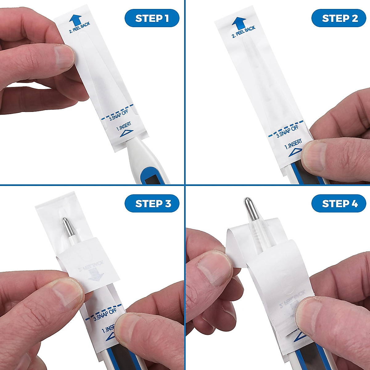 Thermometer Probe Covers - Pack of 200 | Universal and Disposable Probe Cover Box for Digital Thermometer for Accurate Sanitary Oral, Rectal and Underarm Digital and Glass Thermometers Reading