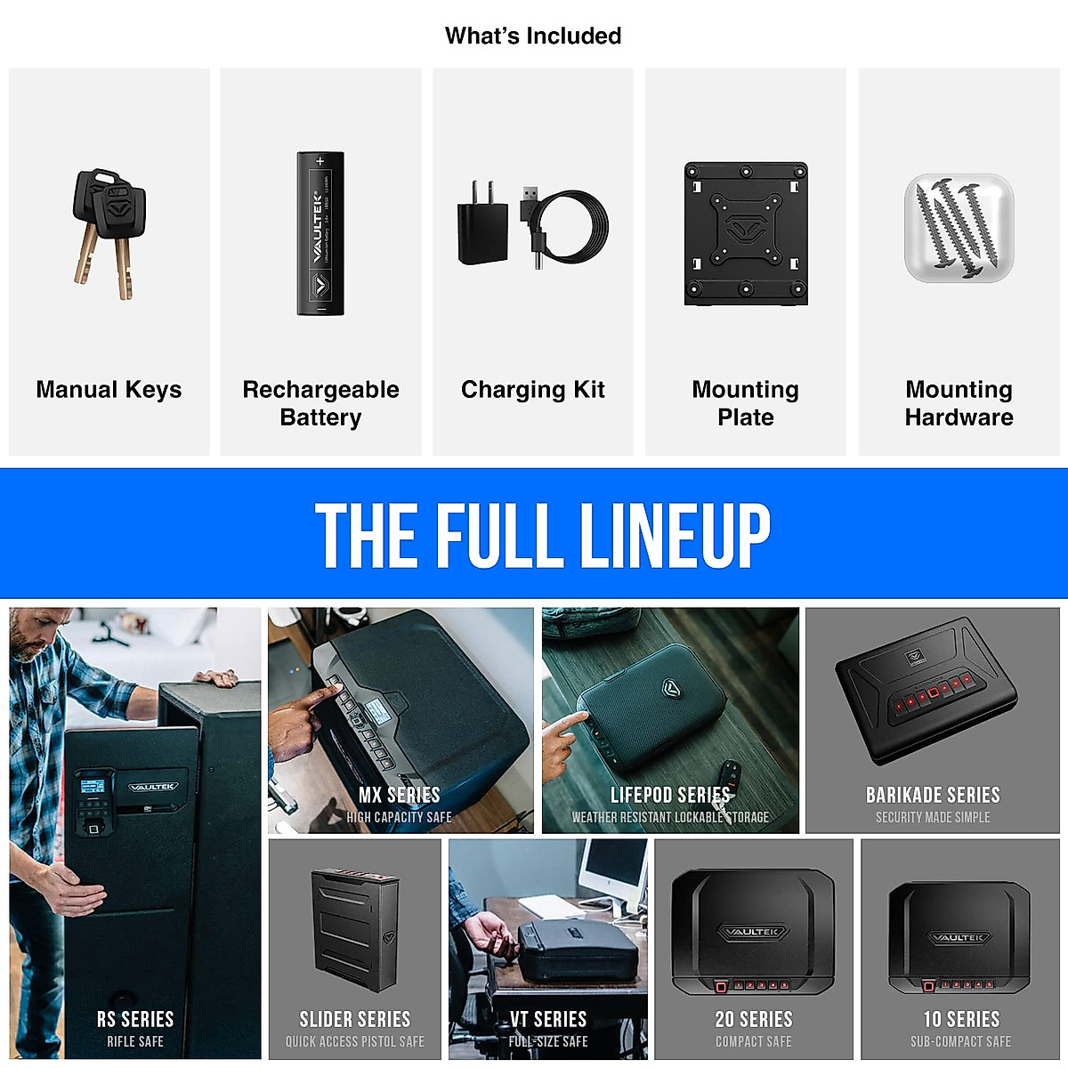 VAULTEK Slider Series Rugged Smart Handgun Safe Quick Auto-Open Sliding Door Pistol Safe with Rechargeable Li-ion Battery