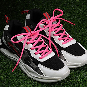 Puzeam 2 Pairs Oval Athletic Shoelaces 30 Colors 1/4" Half Round Shoe Laces for Sneakers - Hot Pink 120