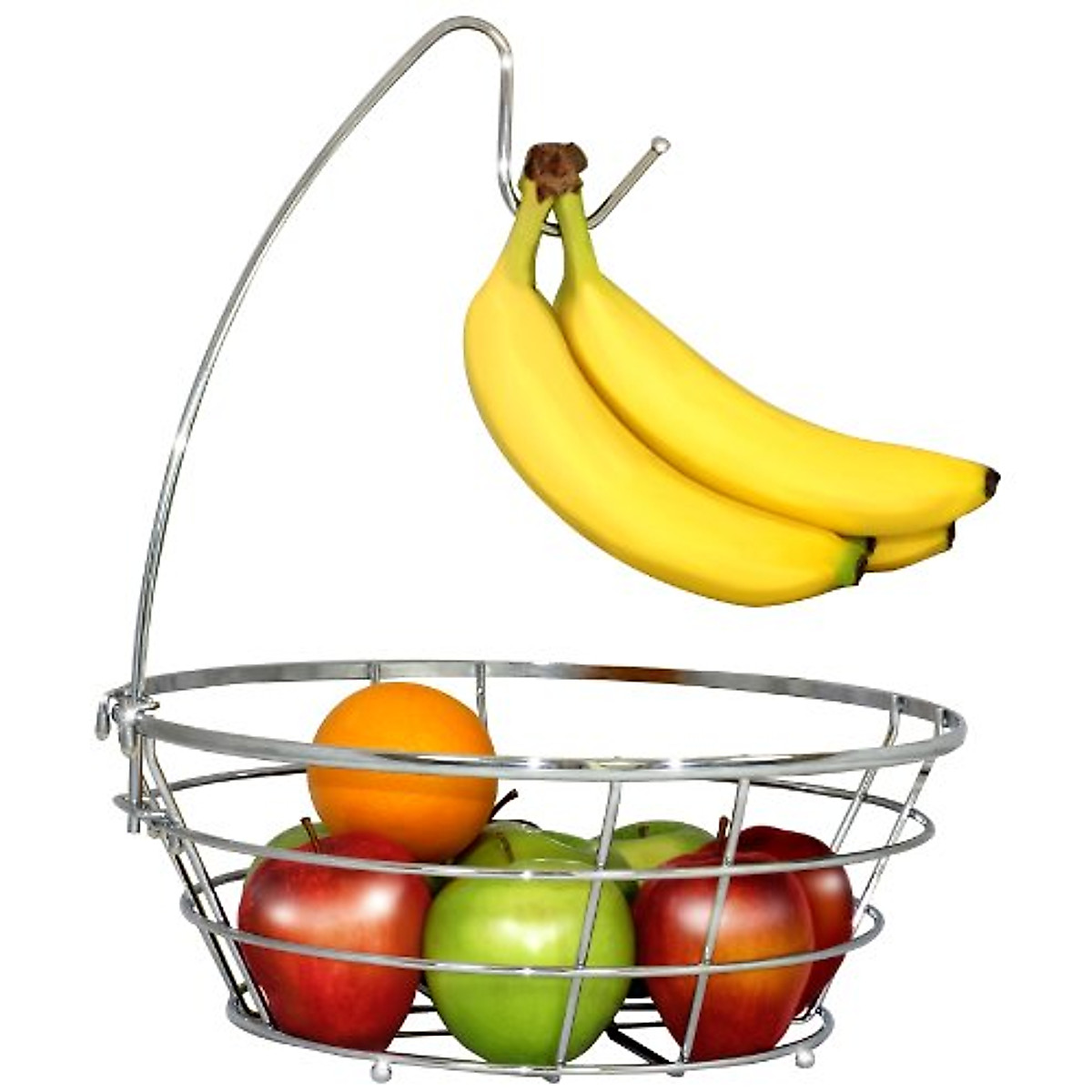 DecoBros Wire Fruit Tree Bowl with Banana Hanger, Chrome Finish