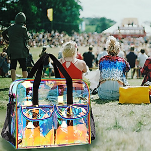 MOFASVIGI Clear Bag Stadium Approved, Portable Tote Transparent Adjustable Crossbody Shoulder Bag Waterproof Handbag for Gym, Work, Concerts, Sports, Travel