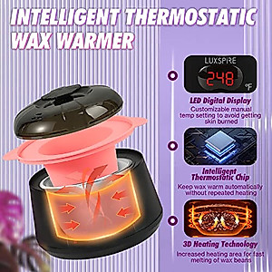 Luxspire Wax Warmer for Hair Removal, Waxing Kit for Women, Digital Wax Machine with Silicone Wax Pot, 4 Pack Hard Wax Beads, Waxing Applicator, Wax Pot, Home Self Waxing Kit for Body Eyebrow Bikini