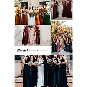 72styles Velvet Infinity Dress with Bandeau,Convertible Bridesmaid Dresses,Plus Size Velvet Wrap Maxi Long Dress Multiway Formal Dress Gold