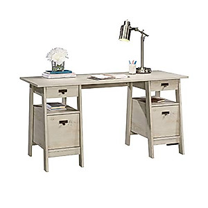 Sauder Trestle Executive Trestle Desk, Chalked Chestnut finish