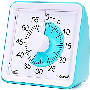 Yunbaoit Visual Analog Timer,Silent Countdown Clock, Time Management Tool for Kids and Adults (LightBlue)