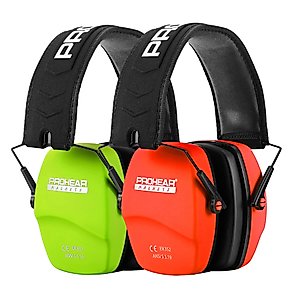 PROHEAR 016 Shooting Ear Protection Earmuffs 2 Pack, NRR 26dB for Gun Range, Hunting - Fruit Green and Orange